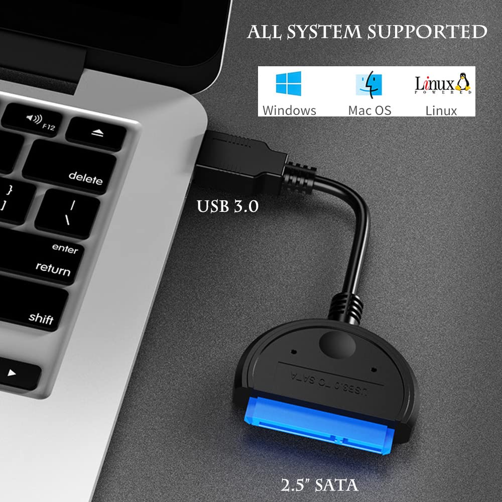 Warmstor SATA to USB 3.0 Adapter Cable, USB 3.0 A to 2.5” SATA III Hard Drive Adapter External Converter for 2.5 Inch 2.5" SATA Hard Drives Disk HDD and Solid State Drives SSD