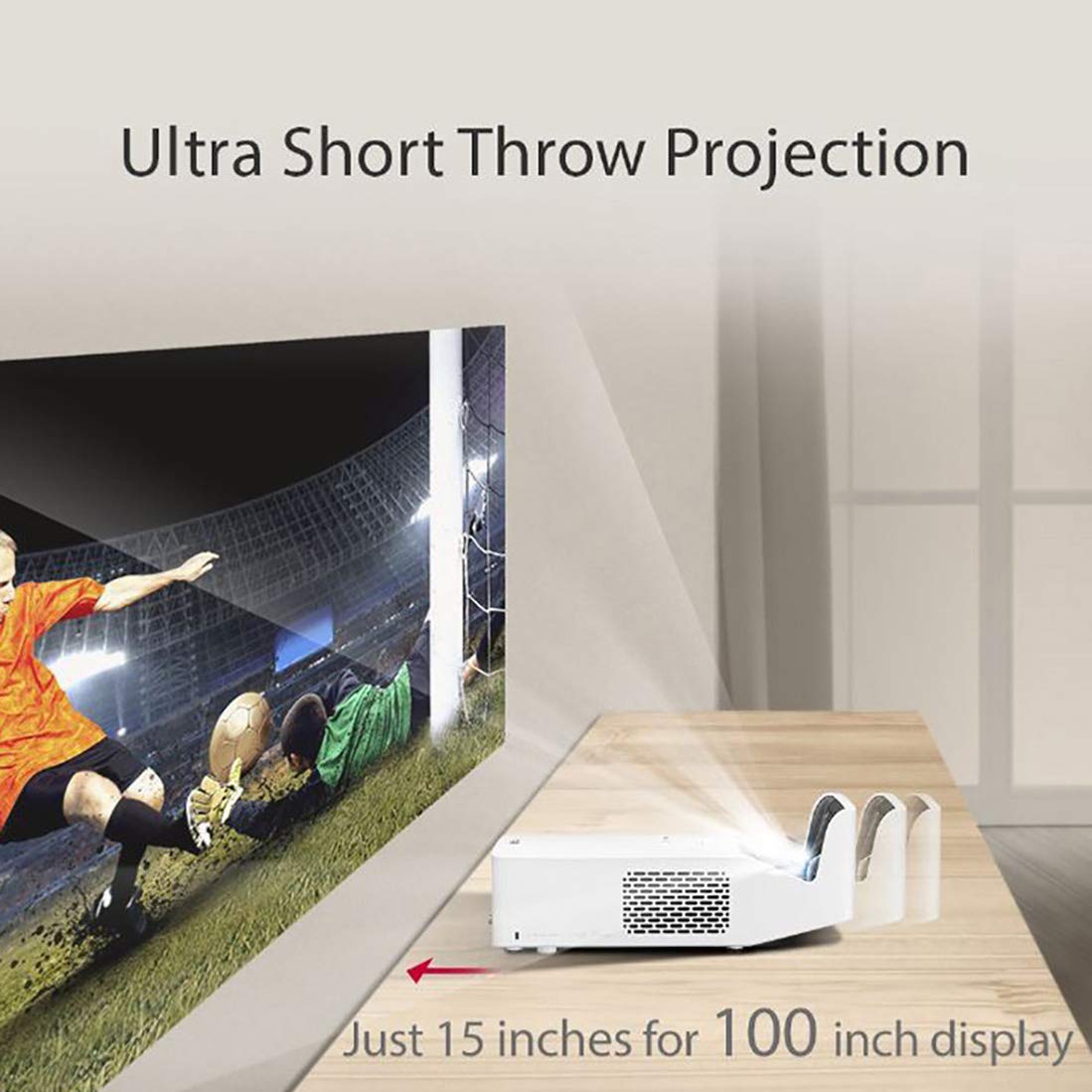 LG HF65LA Ultra Short Throw LED Home Theater CineBeam Projector with Smart TV and Bluetooth Sound Out (2019 Model), White (Renewed)