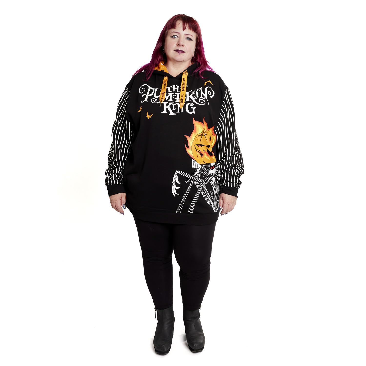 Loungefly Apparel Disney Nightmare Before Christmas Pumpkin King Hoodie, Small Black