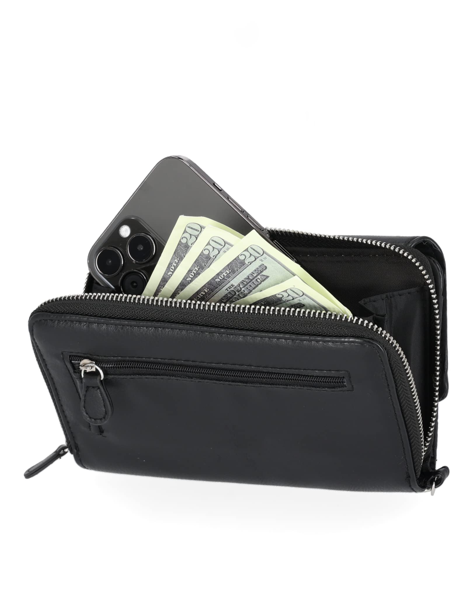 Mundi Big Fat Wallet Womens RFID Blocking Clutch Organizer Removable Wristlet (Pansy Garden)