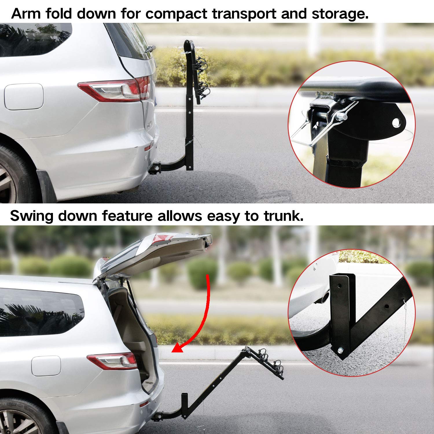 Leader Accessories Hitch Mounted 2 Bike Rack Bicycle Carrier Racks Foldable Rack for Cars, Trucks, SUV's and Minivans with 2" Hitch Receiver
