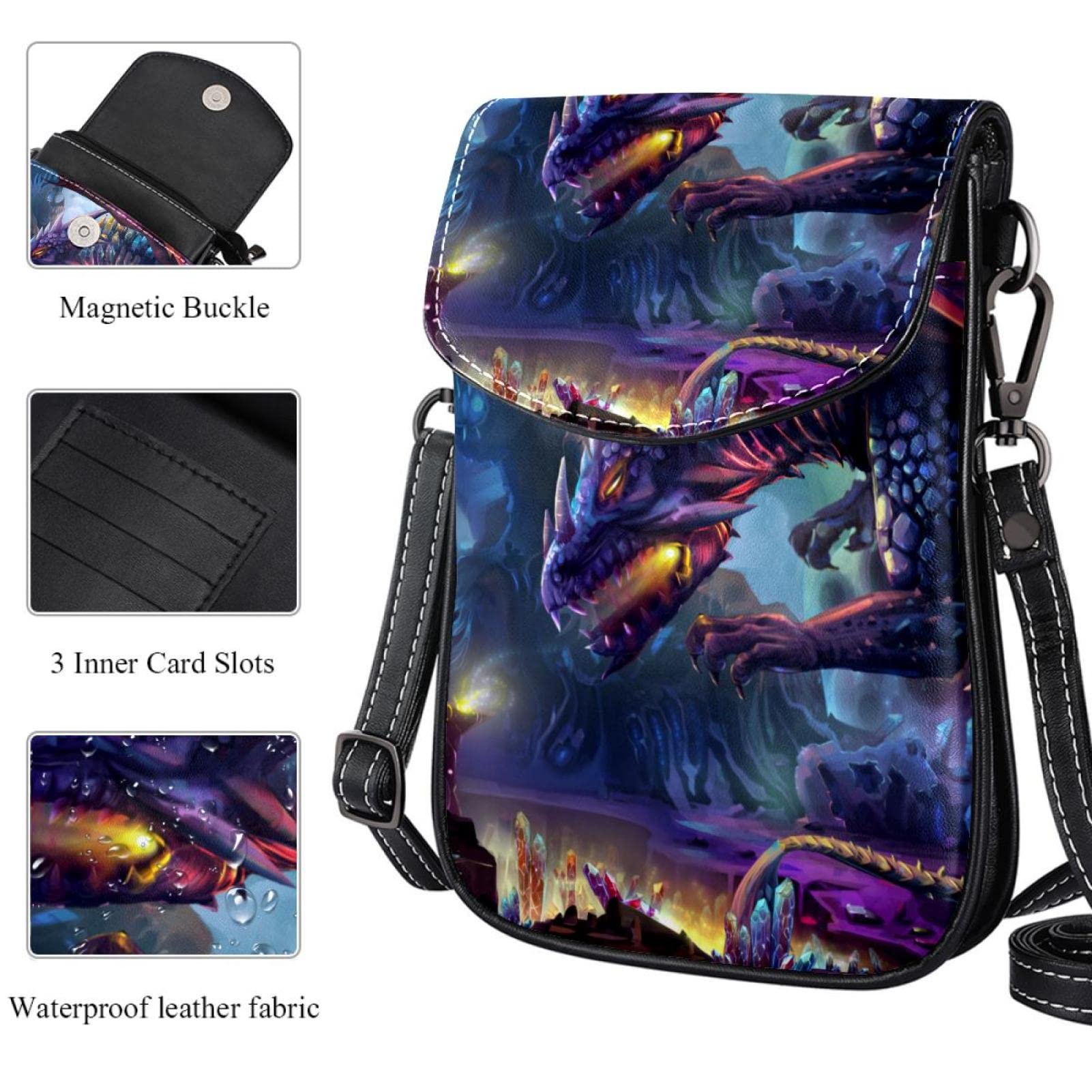 Small Crossbody Bag Purple Dragon Cell Phone Purse Wallet