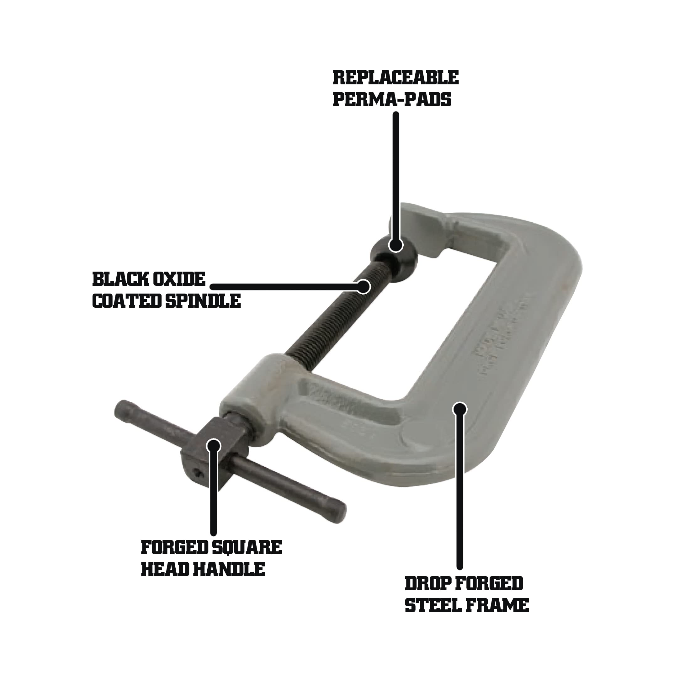WILTON 108 Heavy-Duty C-Clamp, 7-3/4' Opening, 2-5/8' Throat (14170) Gray