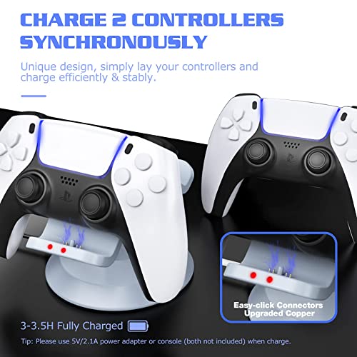 MoKo PS5 Controller Charging Station Kit, 1 PS5 Controller Charging Dock (Black) and 1 PS5 Controller Charger Station (White)