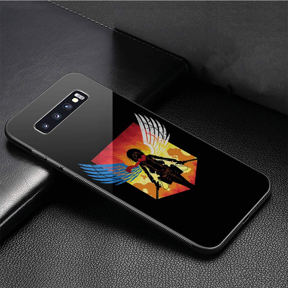 Luxury Phone Case for Samsung Galaxy A40 Cover,9H Tempered Glass Back Cover Soft Silicone Anti Scratch Bumper Design LB-139 Attack on Titan Protective Case