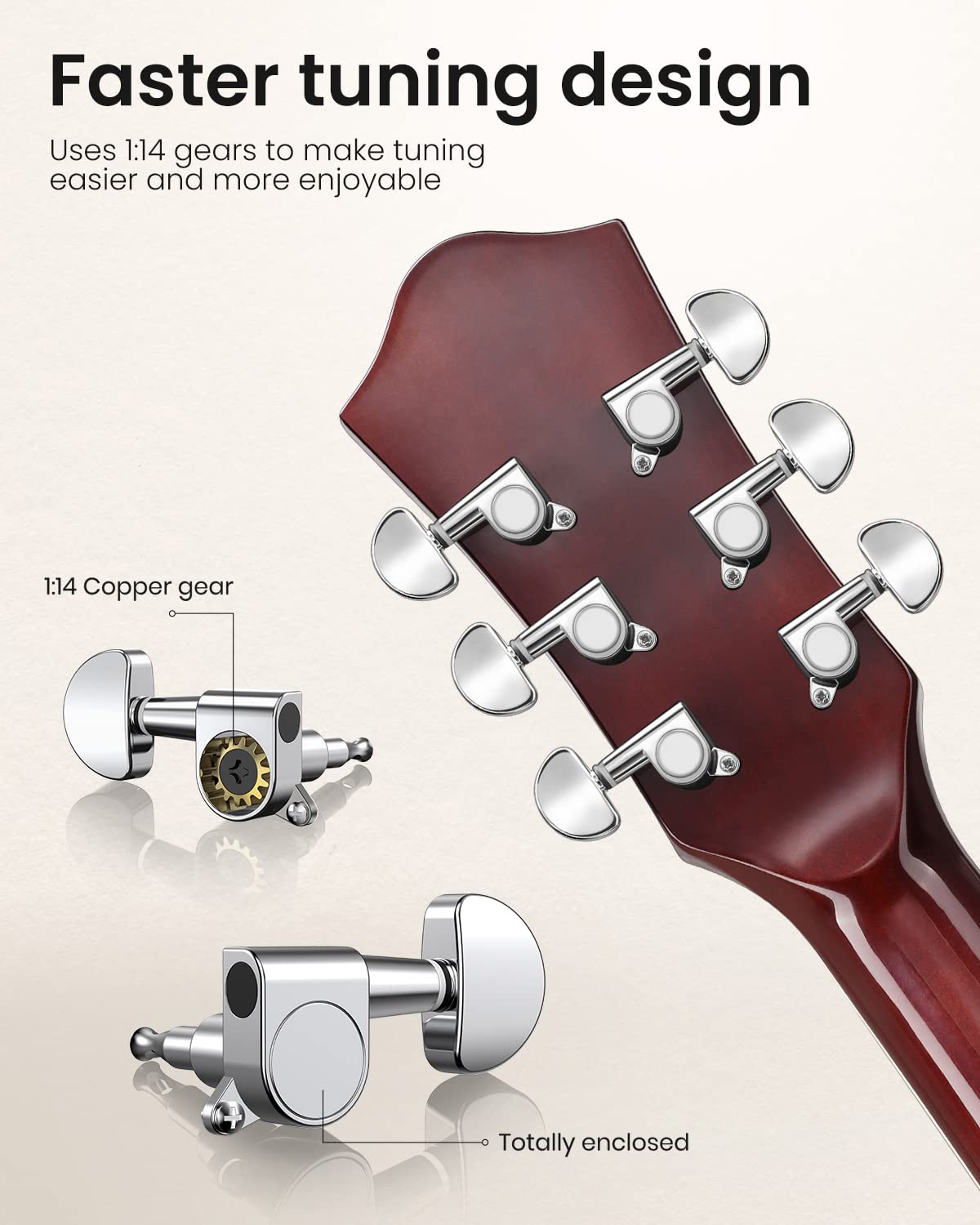 Moukey 41" Acoustic Guitar for Beginners Adults 4/4 Guitarra Acustica with Chord Poster, Gig Bag, Tuner,Steel Strings, Capo, Strap, Natural