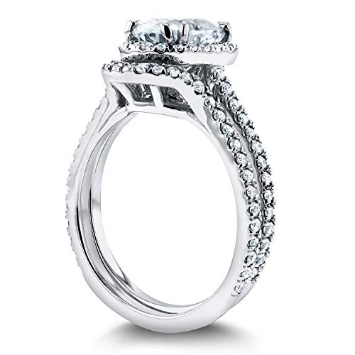 Kobelli Forever One Oval Moissanite and Lab Grown Diamond Halo Bridal Rings Set 2 CTW 14k White Gold (DEF/VS, DEF/VS), 6