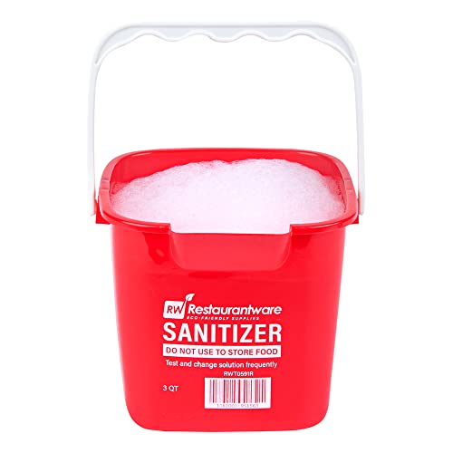 Restaurantware Clean 3 Quart Cleaning Bucket, 1 Detergent Square Bucket - With Measurements, Built-In Spout & Handle, Red Plastic Utility Bucket, For Home Or Commercial Use