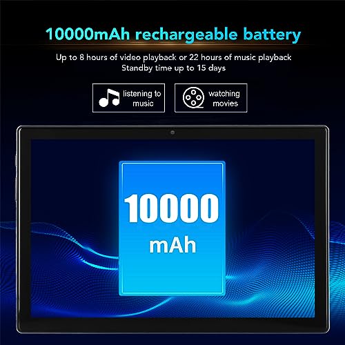 MAVIS LAVEN WiFi Computer Tablet, 8 Core MT6753 CPU 8MP 24MP Dual Camera Tablet 100-240V US Plug 128GB ROM Dual Speakers for Office (Silver Gray)