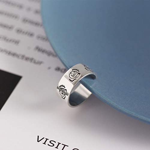 MIYUAN Vintage 925 Sterling Silver Band Ring Wide Chunky Adjustable Open Skull Design Ring for Women (8)