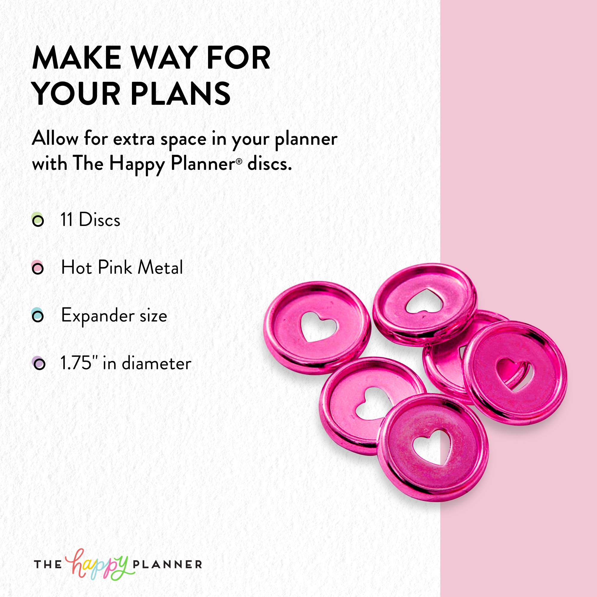 me & my BIG ideas Metal Expander Discs, Bright Pink - The Happy Planner Scrapbooking Supplies - Add Extra Pages, Notes & Artwork - Create More Space for Notebooks, Planners & Journals - Expander Size