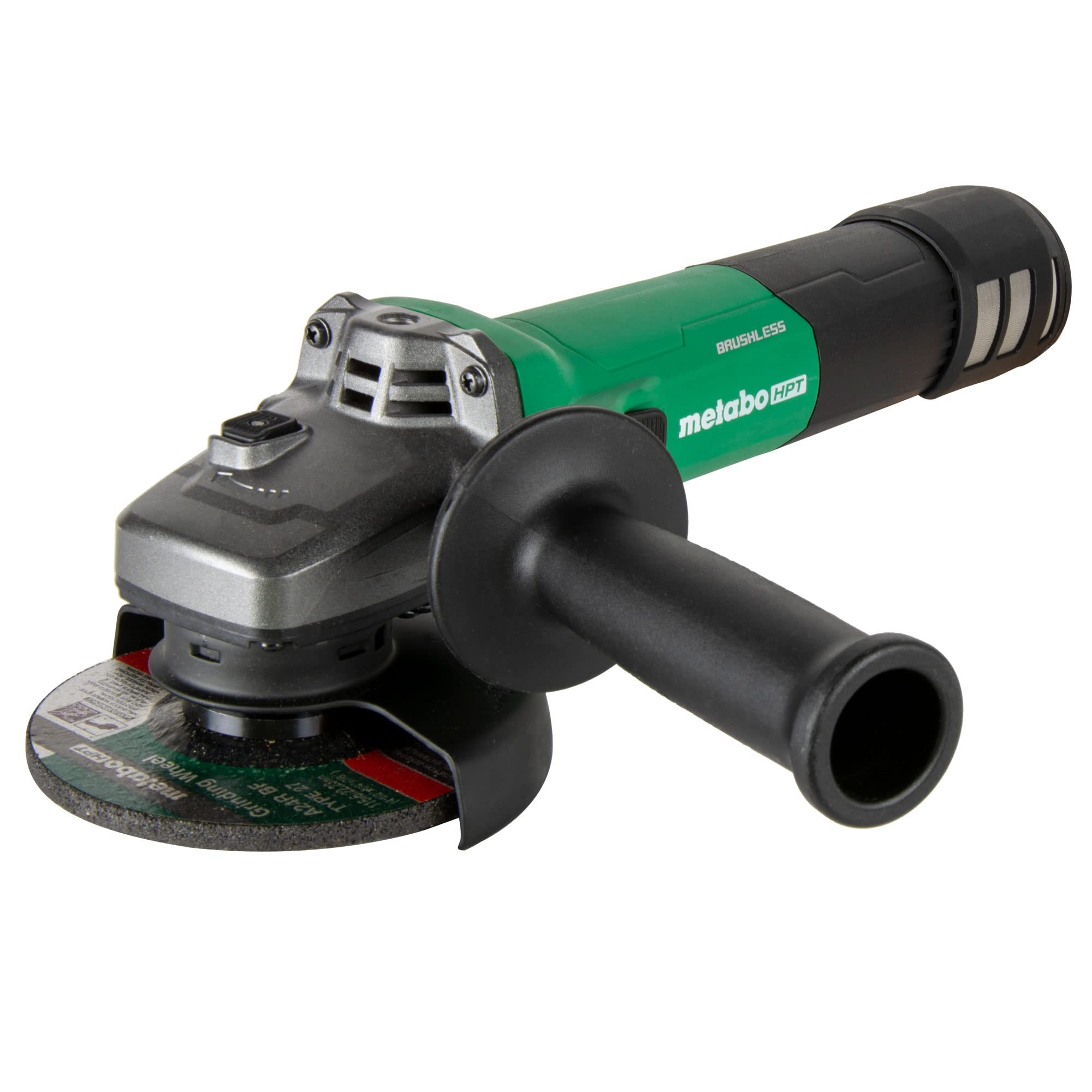 Metabo HPT Angle Grinder | 4-1/2-Inch | AC Brushless | Variable Speed | 12-Amp Motor | 2,800-10,000 Rpm | 1,300W | Slide Switch W/Trigger Lock-On | 1-Year Warranty | G12VE