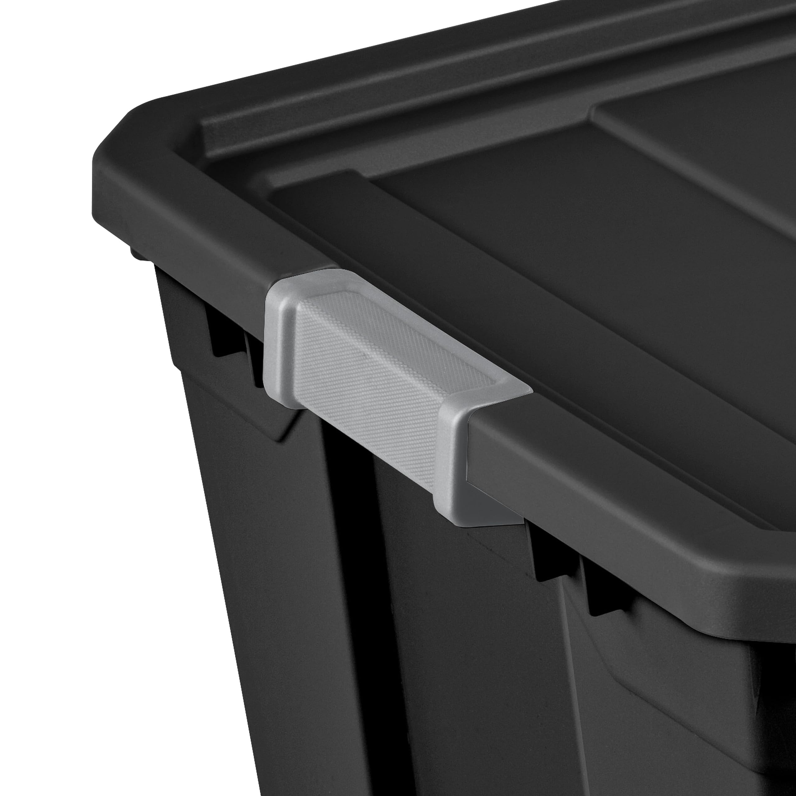 MAKUTU 50 Gallon Stacker Tote Plastic, Black, Set of 3l, Durable Stackable Nestable Organizing Tote Tub Box Toy General Organization Garage Large