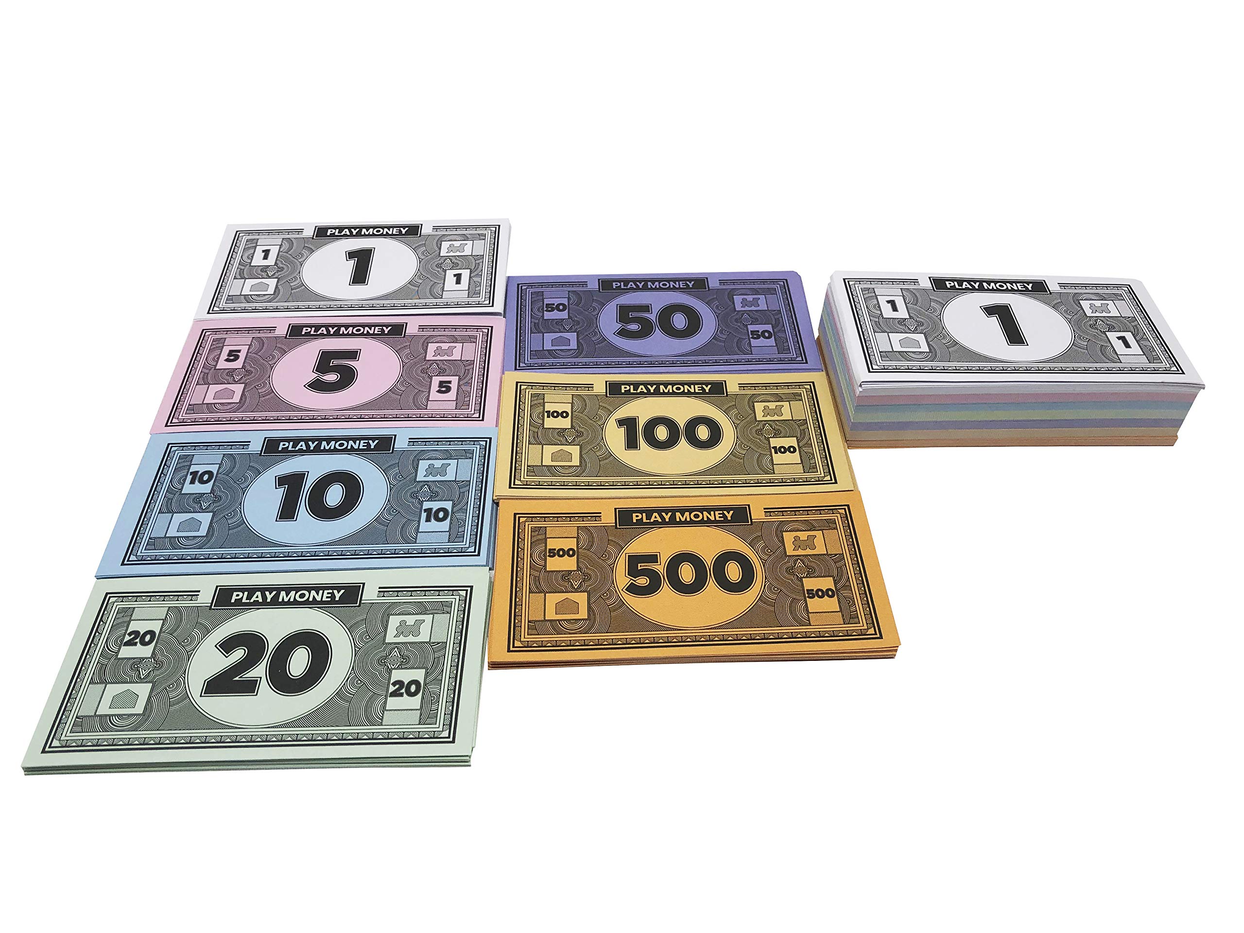 Mono 2 Sets of 30 Each Bill Denomination, 60 Total in Mixed Colors: $1, 5, 10, 20, 50, 100, and $500