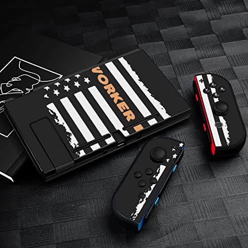 Postal Worker Flag Decal Stickers Cover Set Full Wrap Skin for Switch Protection Faceplate Sticker for Switch