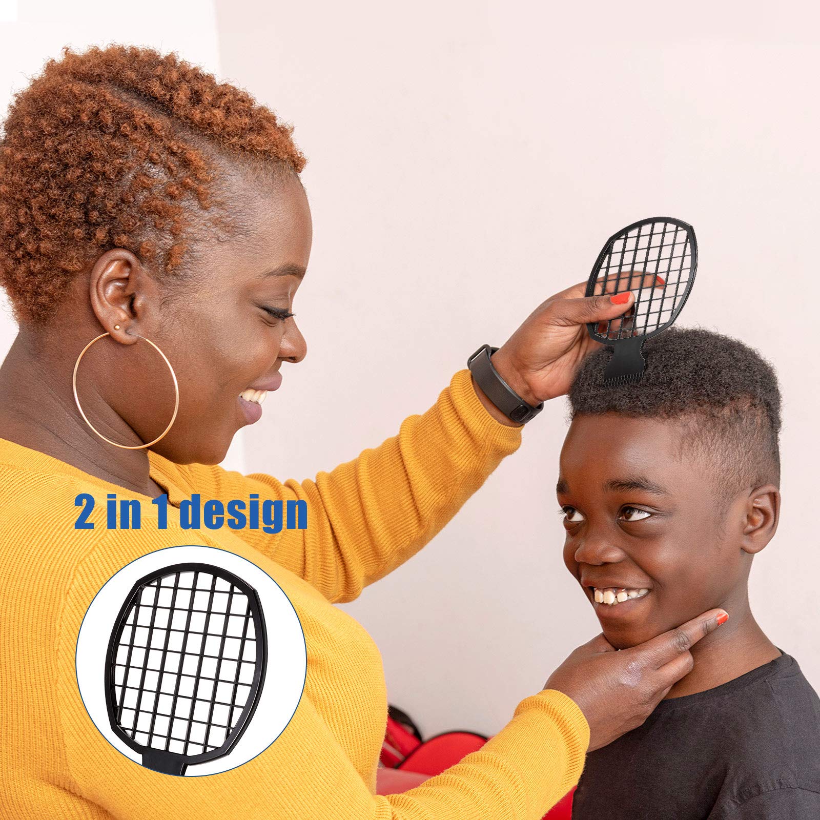 Leinuosen 2 Pieces Twist Comb Curl Comb Twist Brush Afro Curl Comb Twist Hair Coils Comb Tool for Natural Hair (Black)