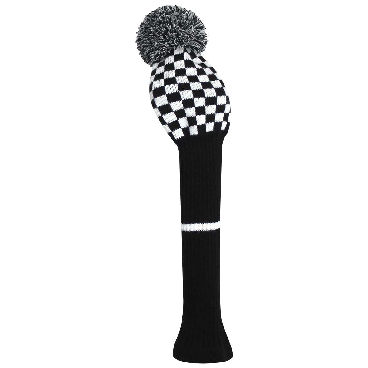Scott Edward Knit Golf Club Cover for Woods and Driver Head Covers Protect Driver Wood(460cc) Fairway Wood and Hybrid/UT with Rotating Club Number Tags (Black White Chessboard)