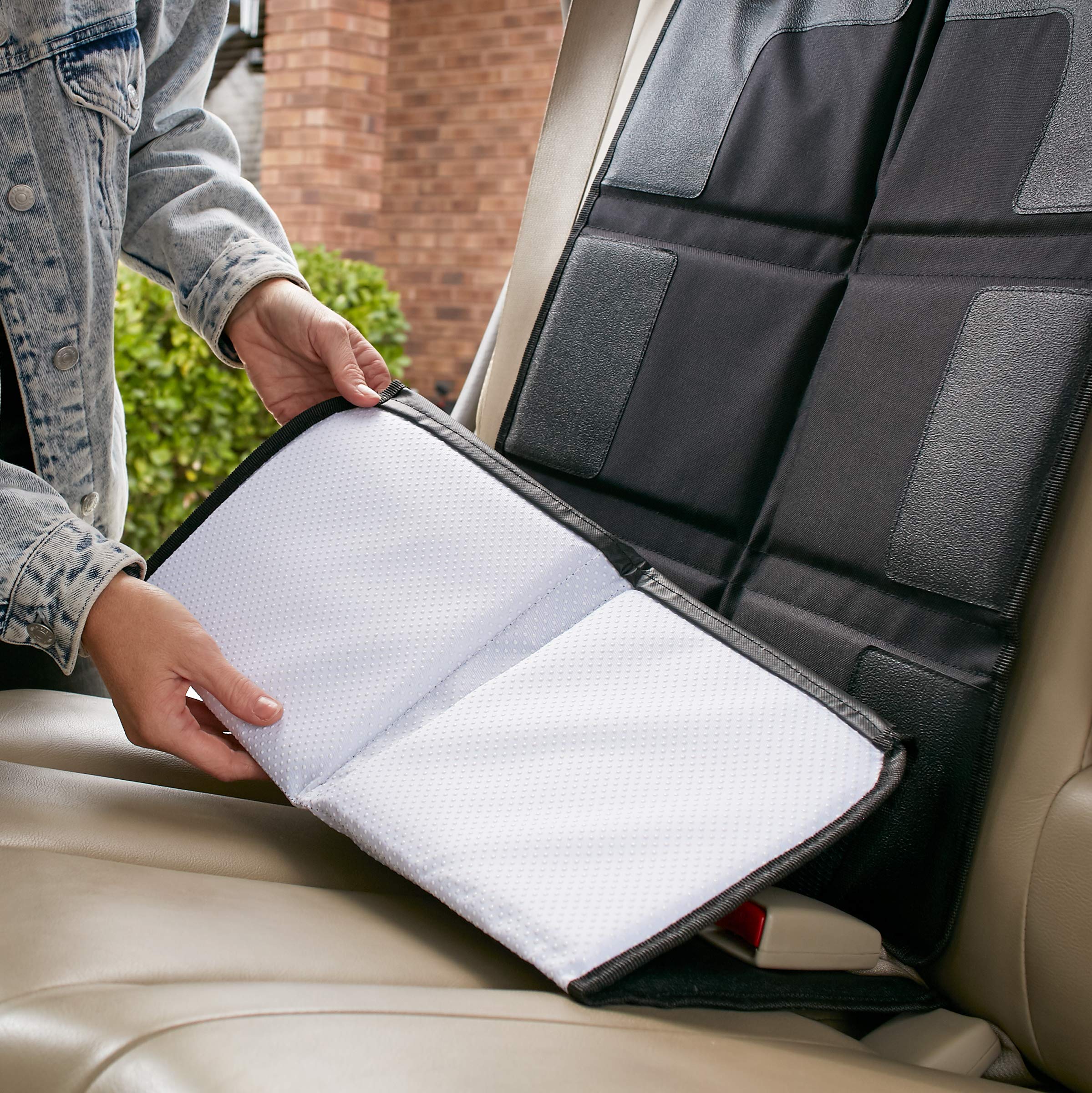 Magnelex Car Seat Protector, Largest Cover, Extra Thick Padding and Waterproof 600D Polyester, 2 Large Pockets, Front or Rear Use, Latch Compliant Car Seat Protector