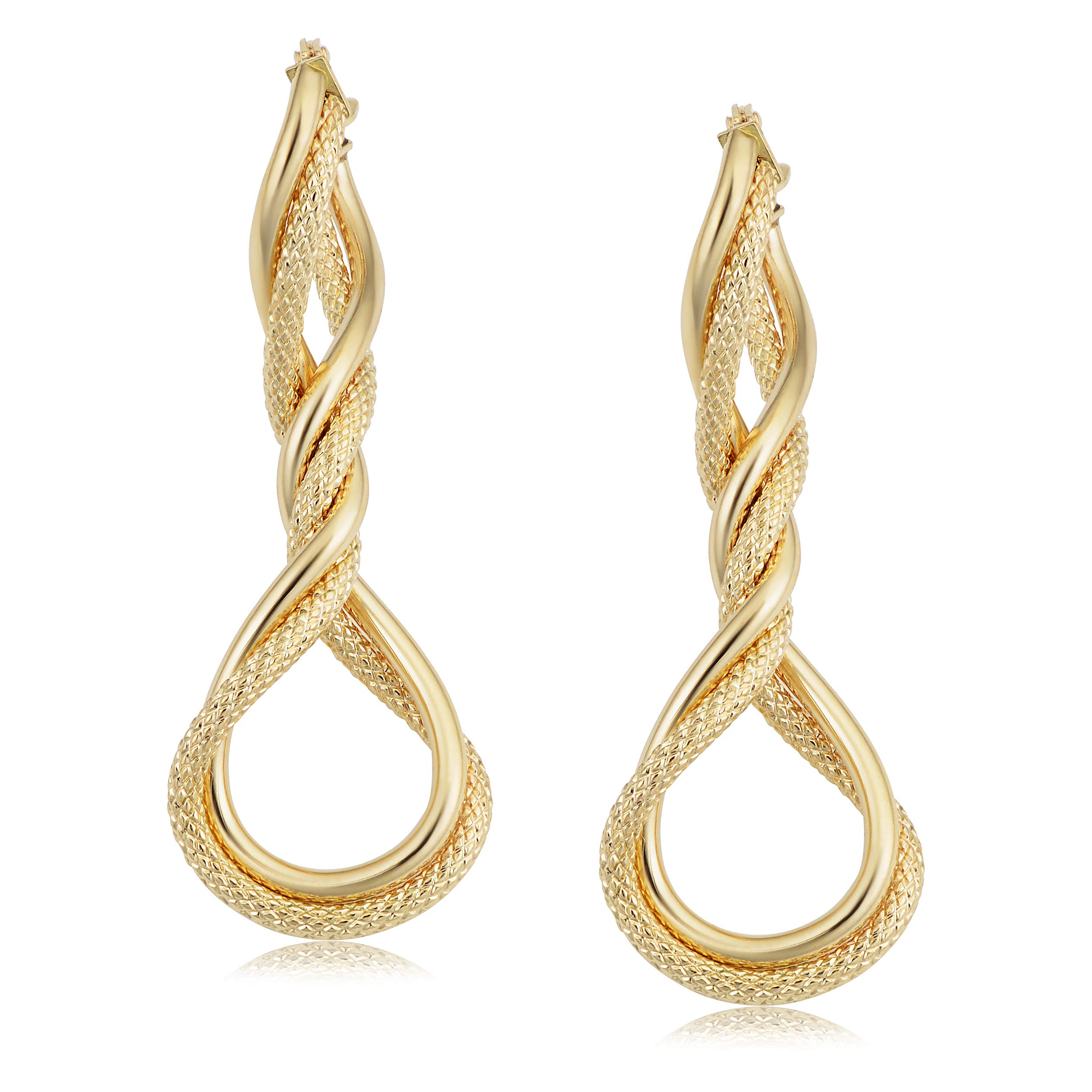 Kooljewelry 10k Yellow Gold Twisted Elongated Hoop Earrings