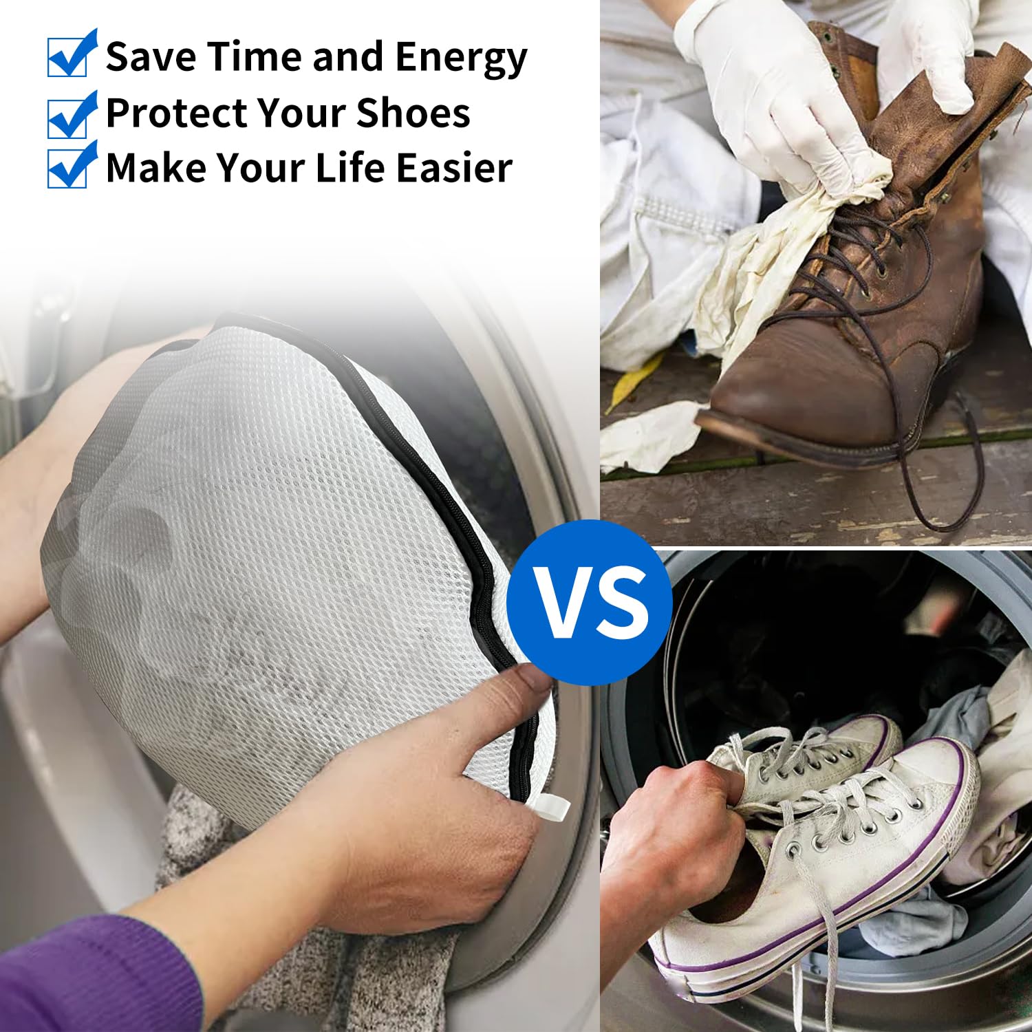 Sneaker Dryering & Washing Machine Bag, Dryer for Shoes, Clothing & Laundry - Elastic Strap Adjuster for Most Dryers Machines Door in Laundry Room, Easy Installation (Style 2)