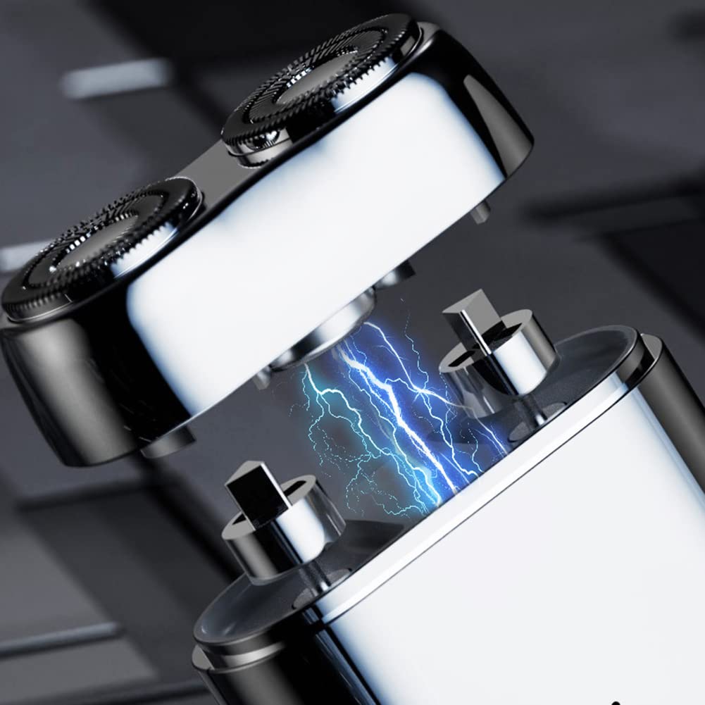 Waterproof Portable USB Men's Shaver - VALINK Double Head 3D Floating Rotary USB rechargeable Cordless Electric Razors Wet and Dry Use