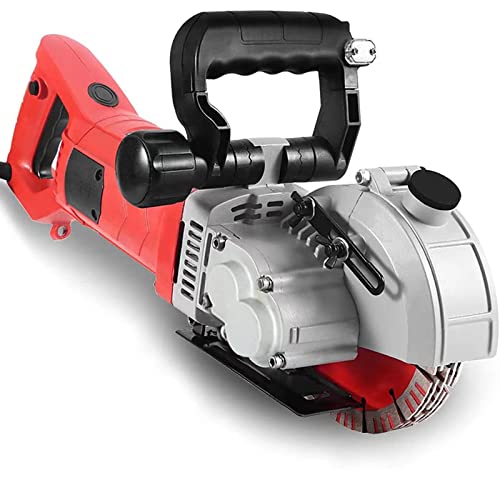TIEKJOT Electric Wall Chaser Groove Cutting Machine Grooving Concrete Cutter 110V 4800W for Brick Slotting Groover Power Masonry Saw With 5Pcs 5Inch Saw Blades Infrared Sighting and Dustproof