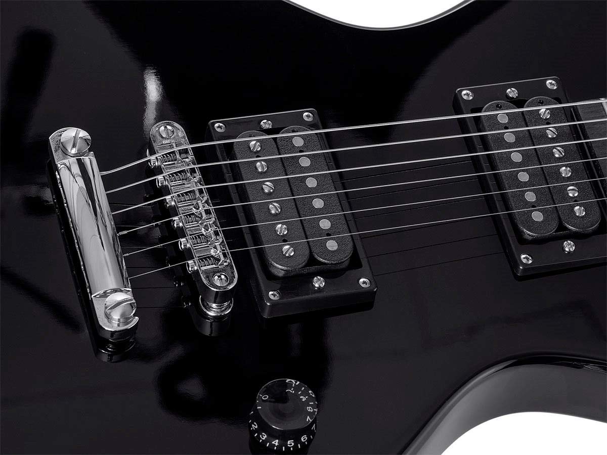 Monoprice Indo Series 6 String Poplar-Body Electric Guitar, Right, Black (625898)