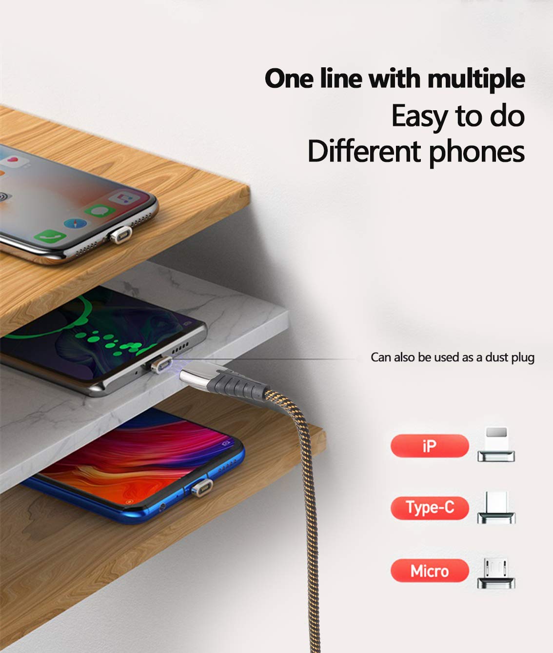 Magnetic Charging Cable 2Pack 6ft Phone Charger Cord and 4Pack Magnet Lightning Adapter for Apple IPhone14/13/12/11/Xs/Max/XR/X/8/8 Plus/7/6/6s/SE/5c/5s/5 iPad Air 2/Mini