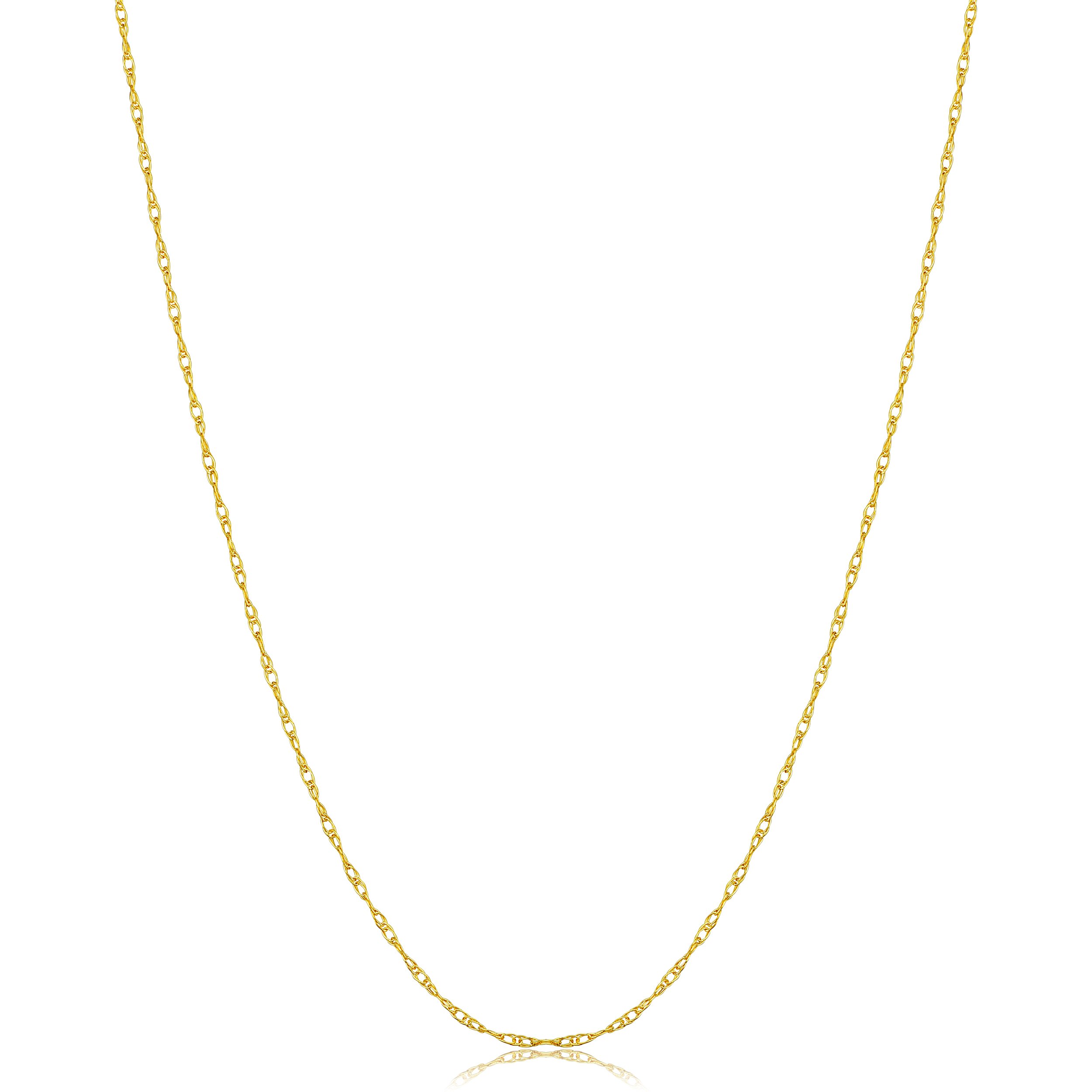 Kooljewelry 14k Yellow Gold Rope Chain Pendant Necklace (0.8 mm, 18 inch)