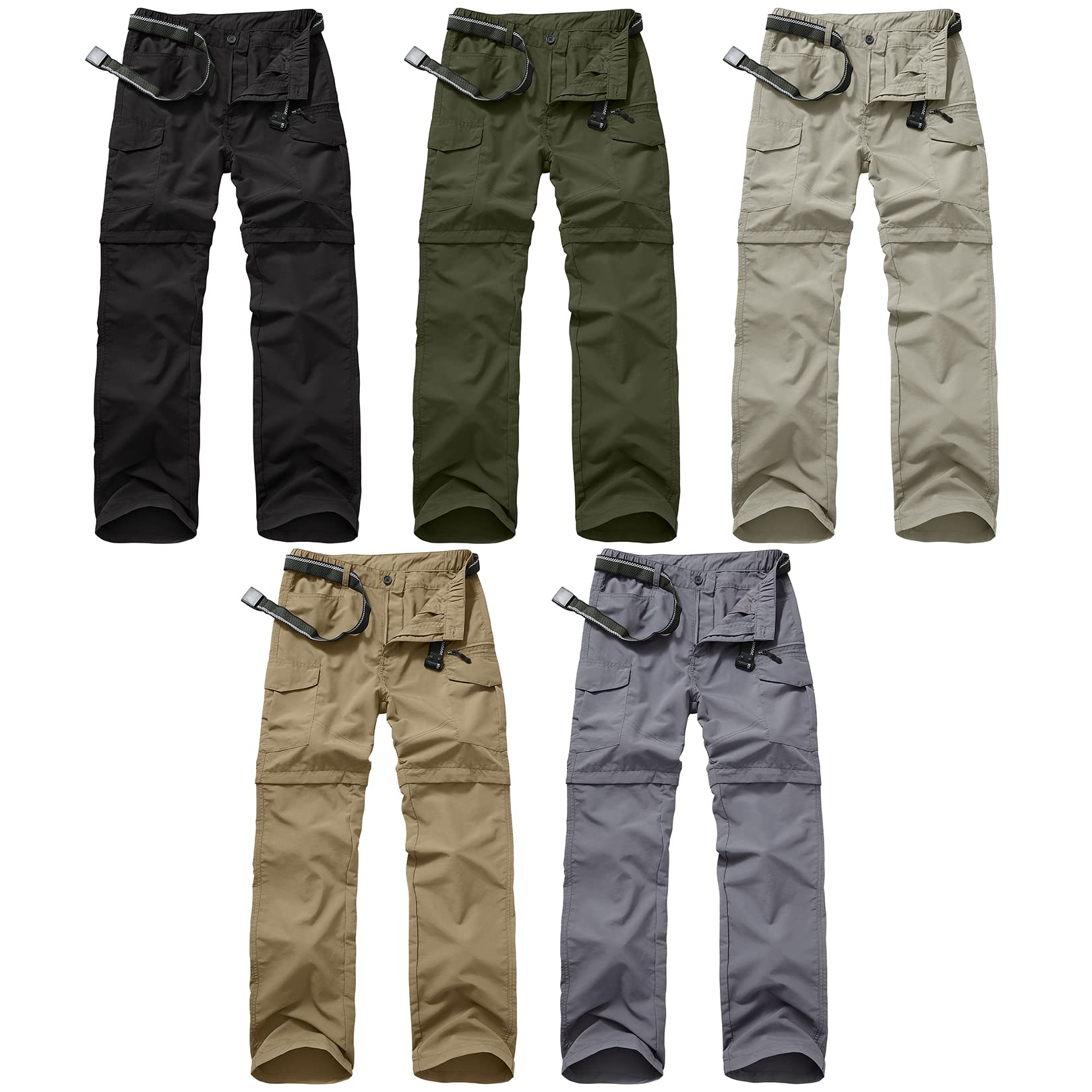 Mens Hiking Pants Quick Dry Lightweight Fishing Pants Convertible Zip Off Cargo Work Pants Trousers #6055,Grey,36