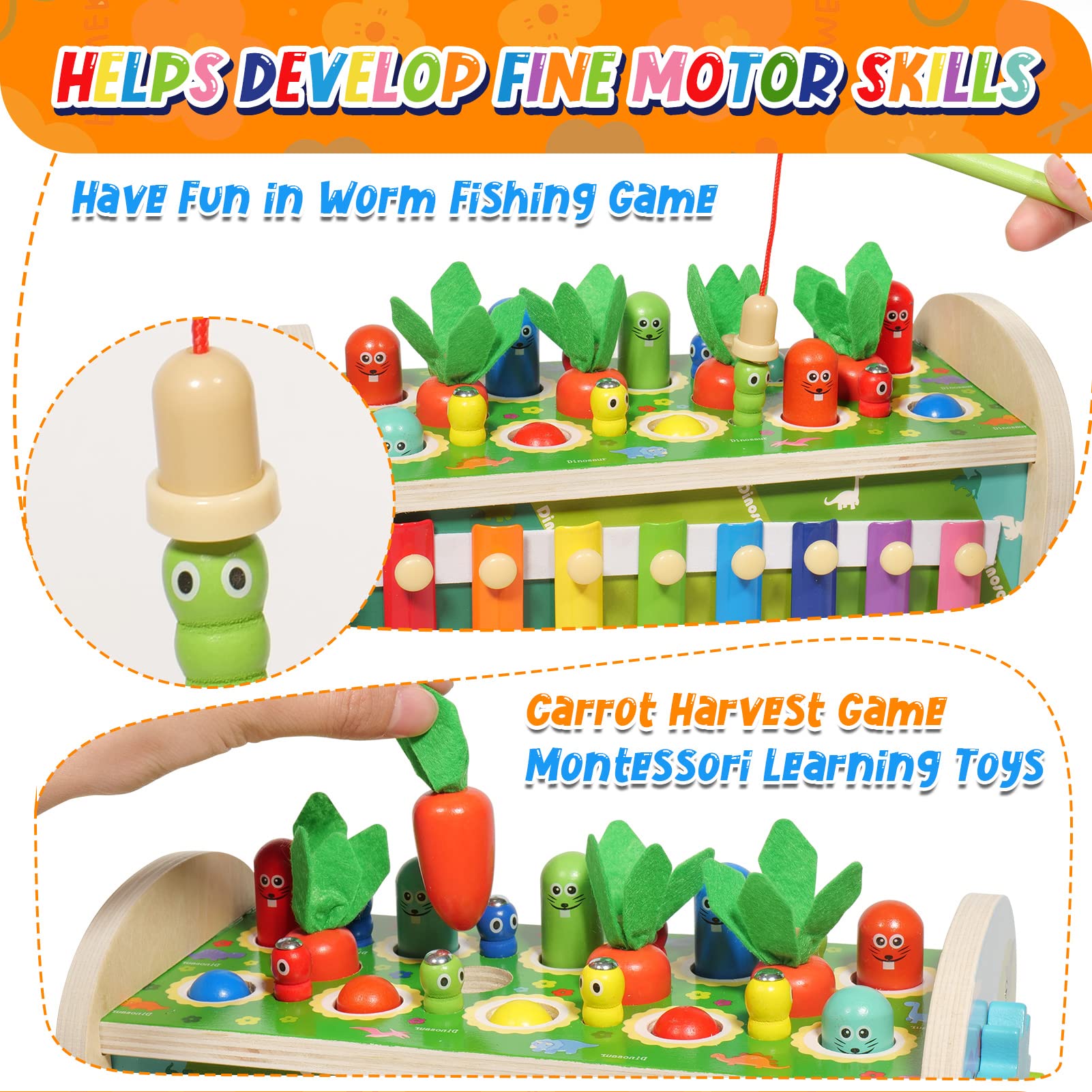 SMALL FISH Wooden Montessori Toys for 3 Year Old Toddler