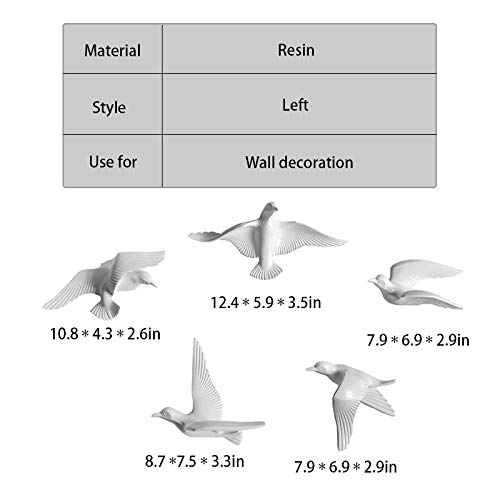 MOCOHANA® 5 Pack Seagull Wall Decor Resin Flying Bird Sculptures 3D Wall Art Ornament Coastal Decorations Hanging for Home Bathroom Living Room Garden