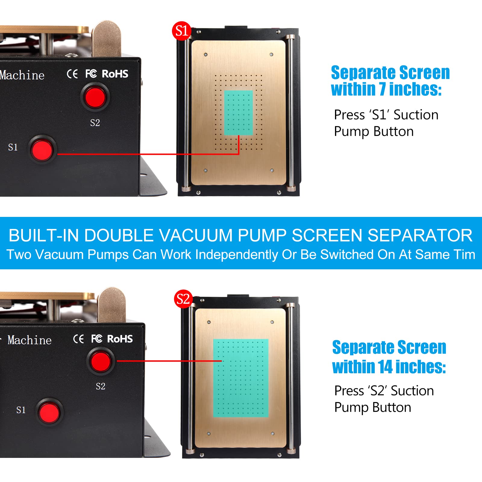 Vevitts LCD Screen Separator Machine,14 Inch Screen Repair Separating Machine Touch Screen LCD Glass Vacuum Separator Machine for Smart Phone Tablet Pad