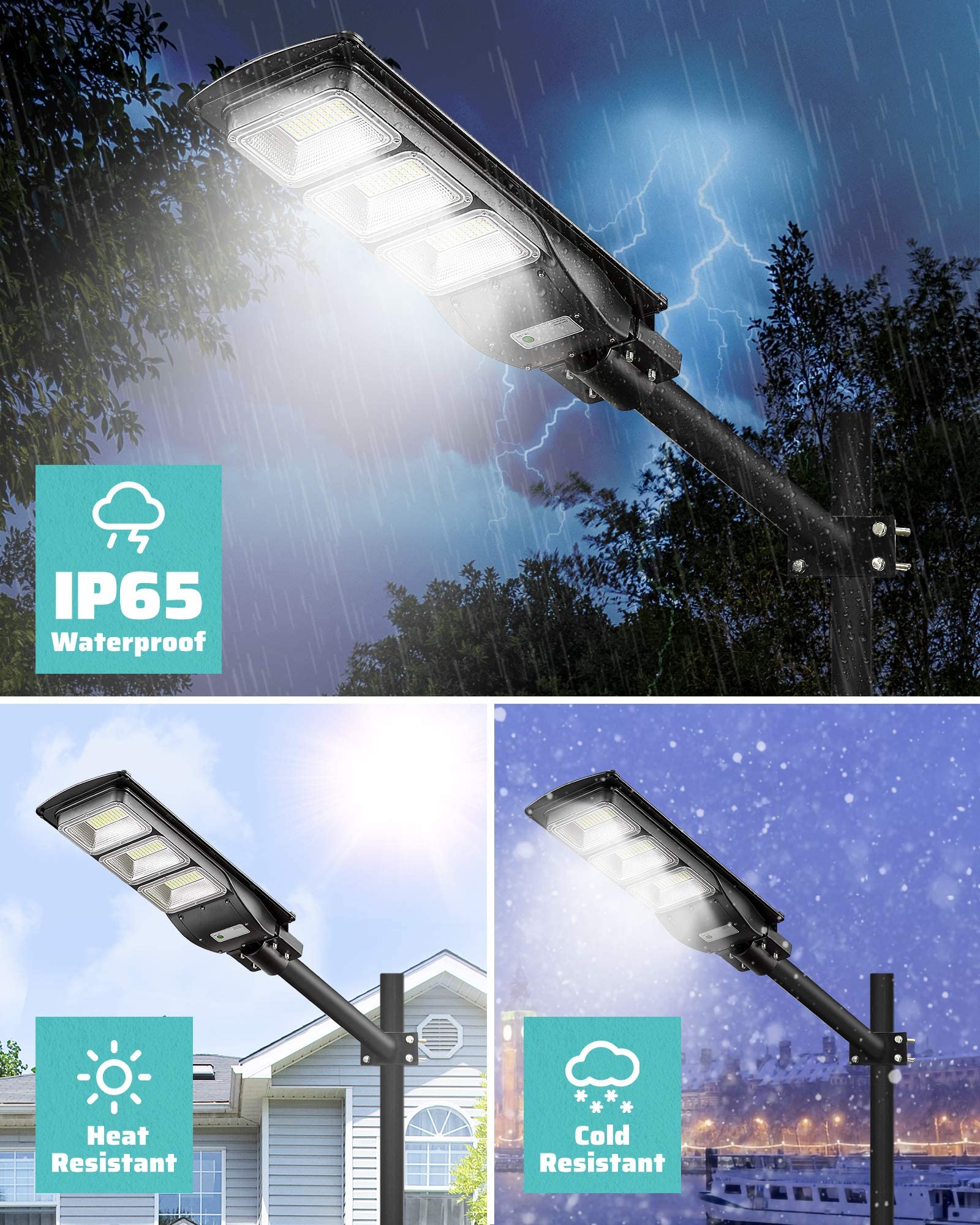 Lovus 2Pack 1500W Solar LED Street Lights, IP65 Waterproof Outdoor Solar Motion Sensor Flood Security Lights Dusk to Dawn for Parking Lot, Home, Garage, ST60-039-2