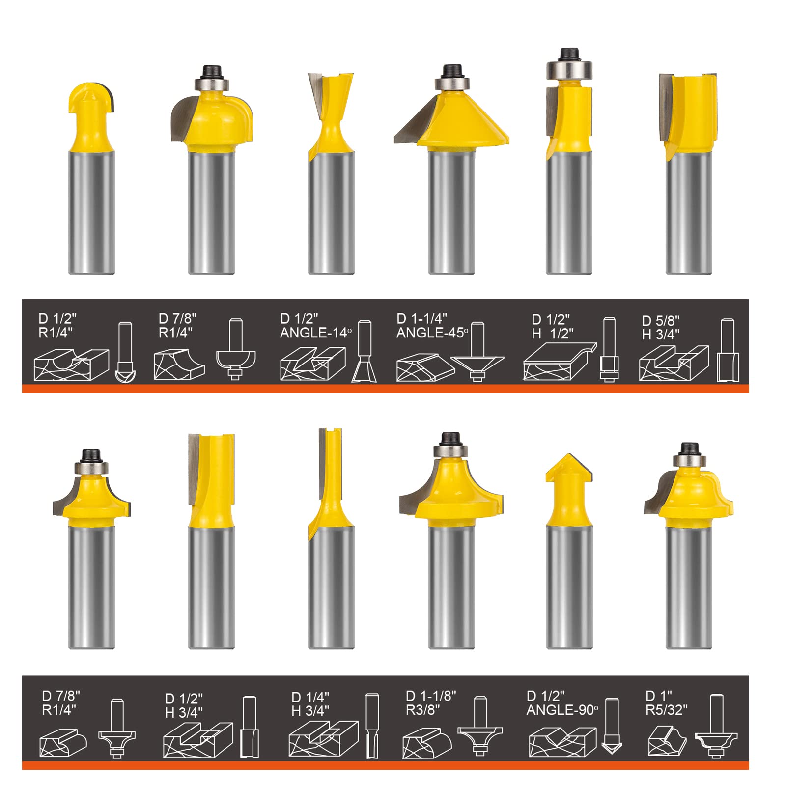 Router Bits Set 1/4 Shank - BAIDETS Plus 15 Piece Router Bit Set Craftsman, 1/4" Tungsten Carbide Router Bits for Woodworking