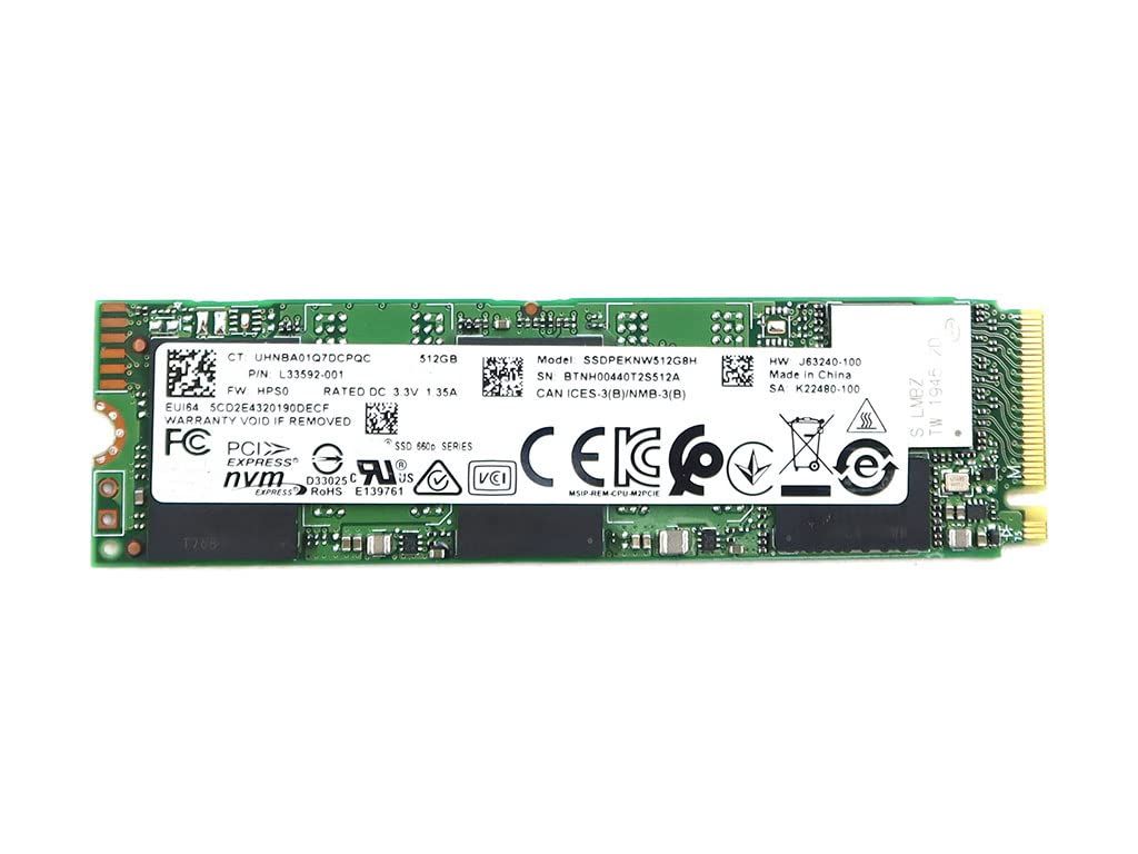 Solid State Drive L33592-001 Compatible Replacement Spare Part for HP Intel 660p SSDPEKNW512G8H 512GB PCI Express 3.0 x4 QLC NVMe M.2 2280 Internal SSD