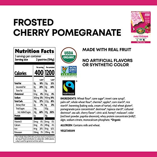 Nature's Path Organic Frosted Cherry Pomegranate Toaster Pastries, 11 Ounce (Pack of 1) Non-GMO, Made with Real Fruit