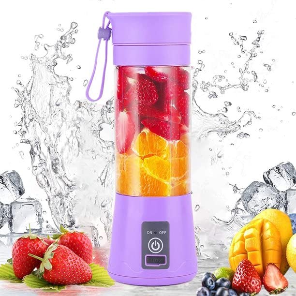 Portable Blender Smoothies Personal Blender Mini Shakes Juicer 380 ml Cup USB Rechargeable (Purple)