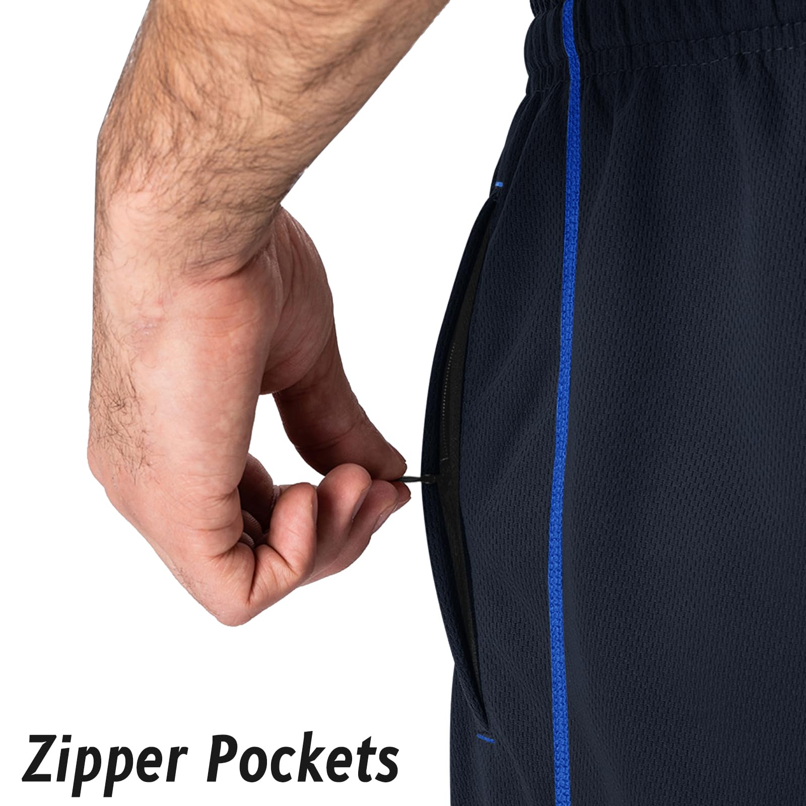 MAGNIVIT Men's Gym Pants Loose Fit Fitness Workout Sweatpants with Zipper Pockets Blue