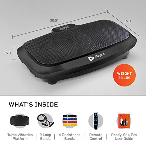 LifePro Turbo 3D Vibration Plate Exercise Machine - Dual Motor Oscillation, Pulsation + 3D Motion Vibration Platform | Full Whole Body Vibration Machine for Home Fitness & Weight Loss. (Black)
