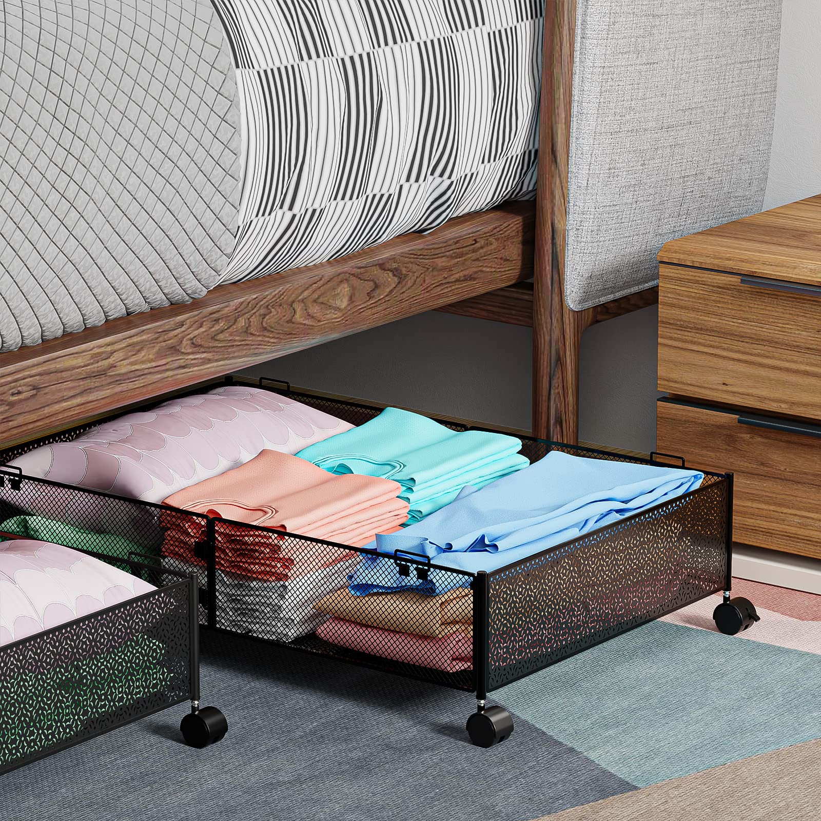 MURBONE Under Bed Storage with Wheels Containers Shoe Stor