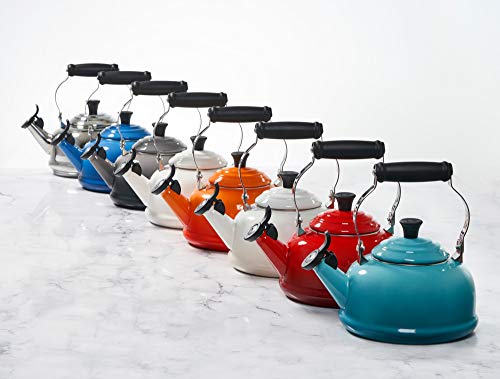 Le Creuset Enamel on Steel Whistling Tea Kettle with Gold Finishes, 1.7 qt., Rhone