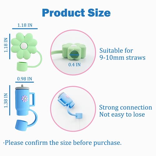 Yintoper 5Pcs 0.4in Diameter Straw Cover for Stanley Cup 30&40 Oz Tumbler, Silicone Cute Straw Cover Cap, Dust-Proof Drinking Straw Caps Reusable Straw Tips Topper Caps for Stanley Cups Accessories