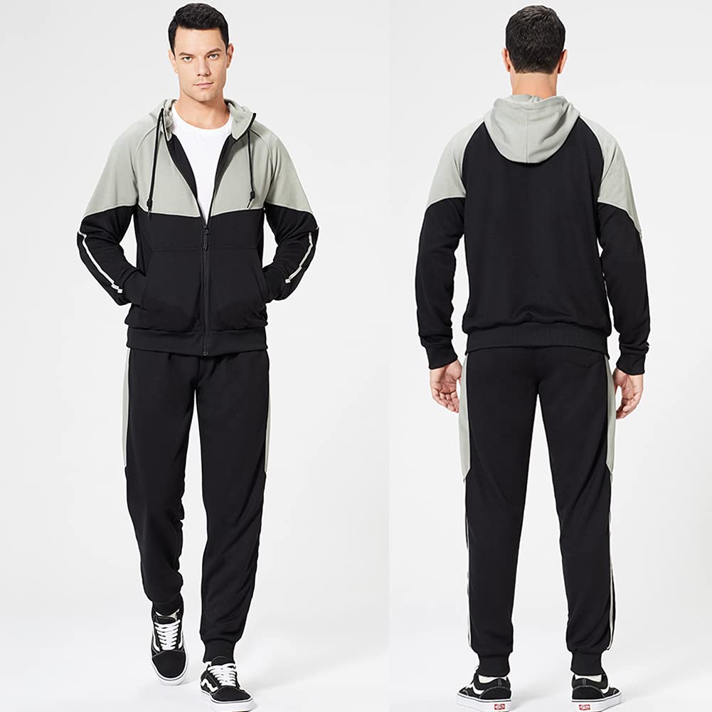 MANLUODANNI Men's Tracksuit Athletic Full Zip Casual Sports Jogging Gym Sweatsuit, 77Black-XL