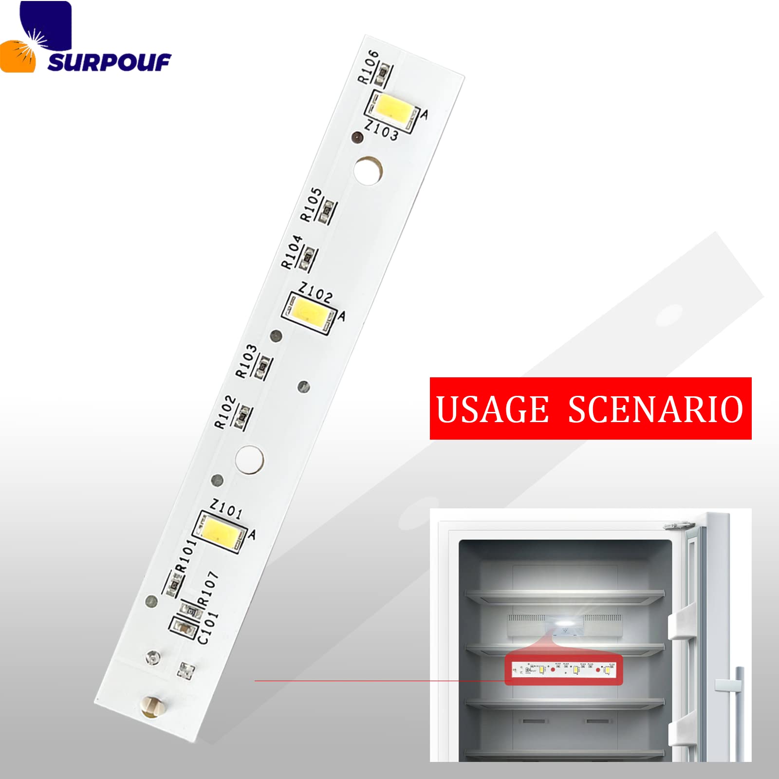 SURPOUF WR55X26671 Light Board LED Fits for GE Refrigerators Replace 4468532 AP6035586 PS11767930 EAP11767930