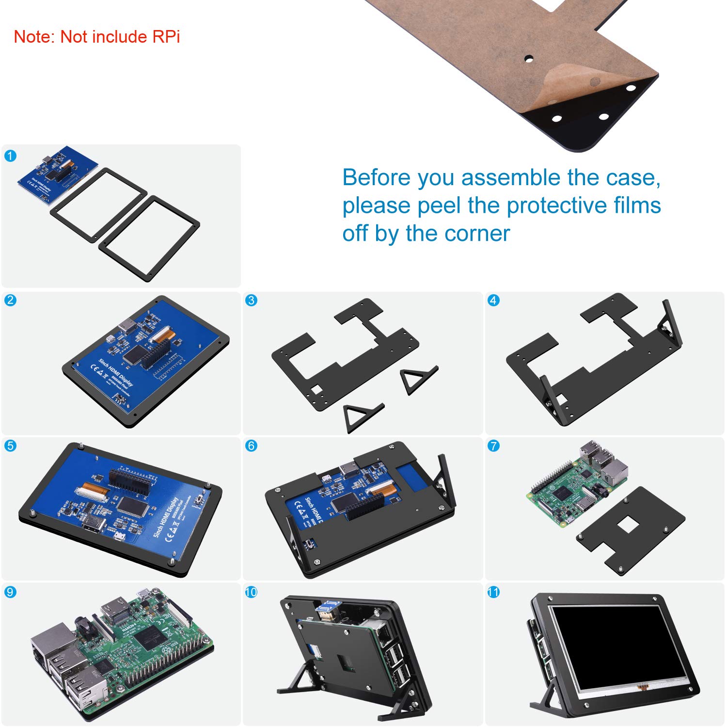kuman 5 inch Resistive Touch Screen Case Holder