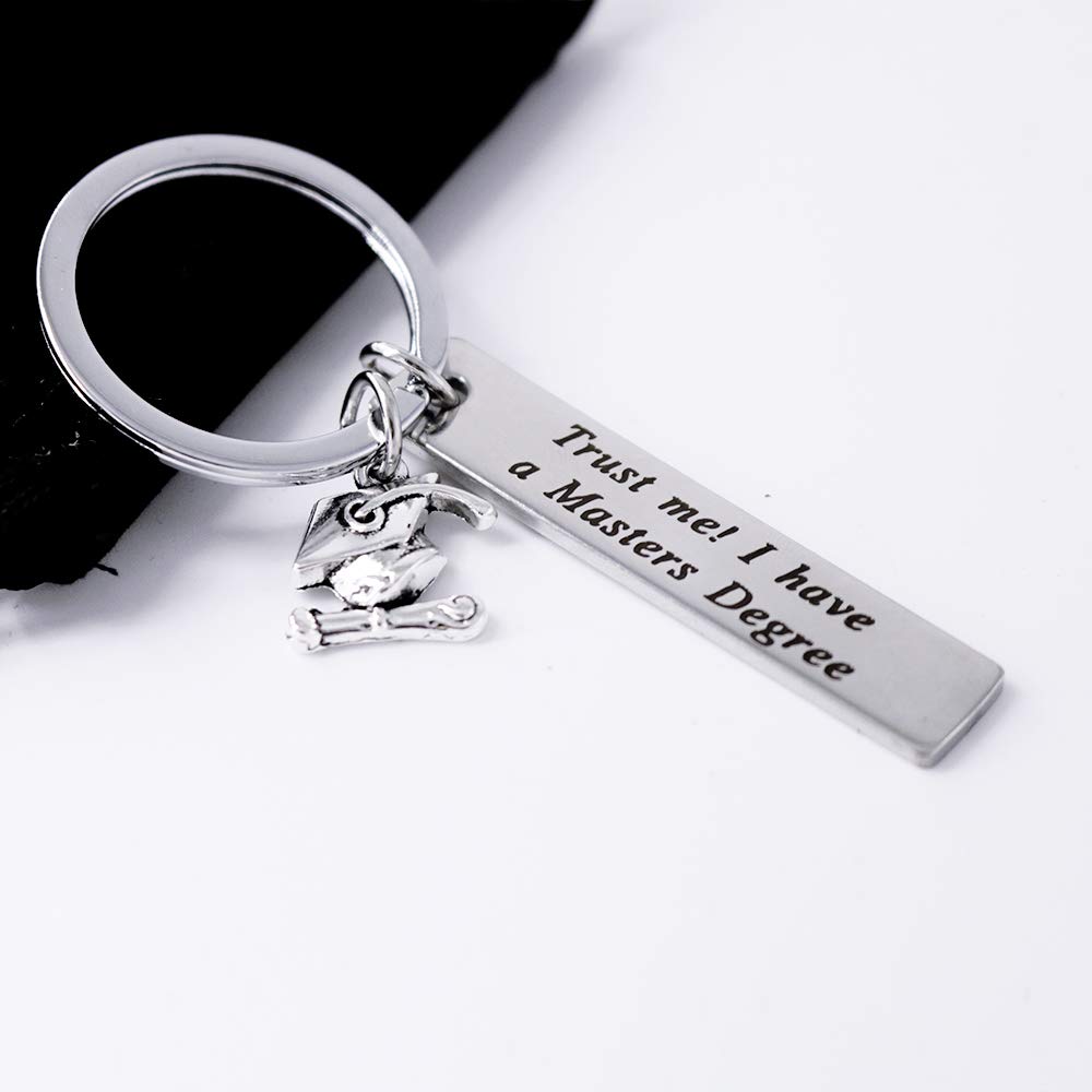 Meiligo Graduation Gift Jewelry College Grad Gift Keychain Trust me I Have a Masters Degree Keychain Masters Degree Gift for Her and Him (Masters Degree Keychain)