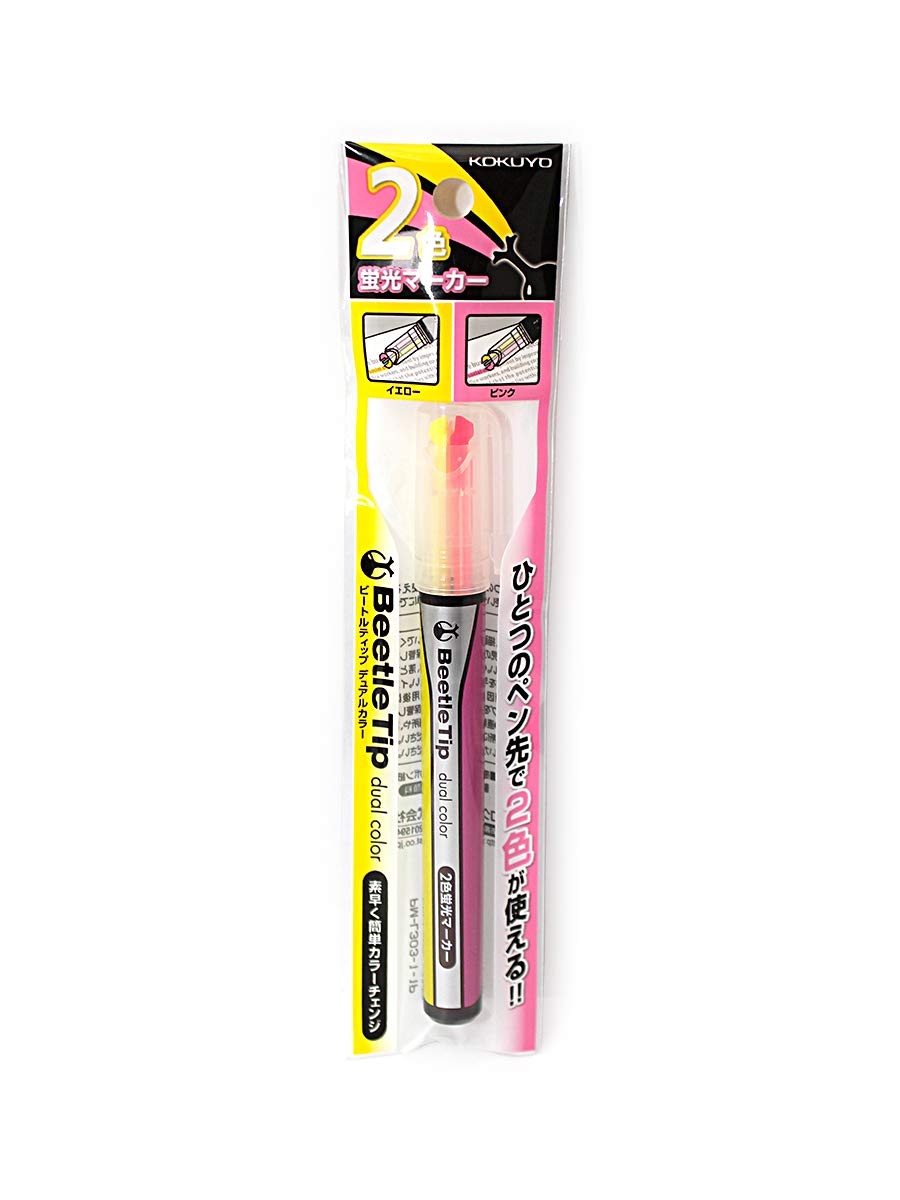 Kokuyo two-color fluorescent marker Beetle tip dual color yellow X Pink [PM-L303-1-1P]