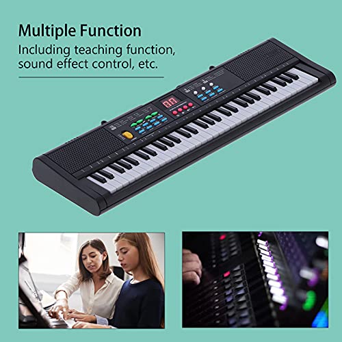 MQ6186 Keyboard Piano Portable 61 Keys Electronic Digital Music Piano Multifunctional with Microphone with Full-Size Keys for Kids Beginners