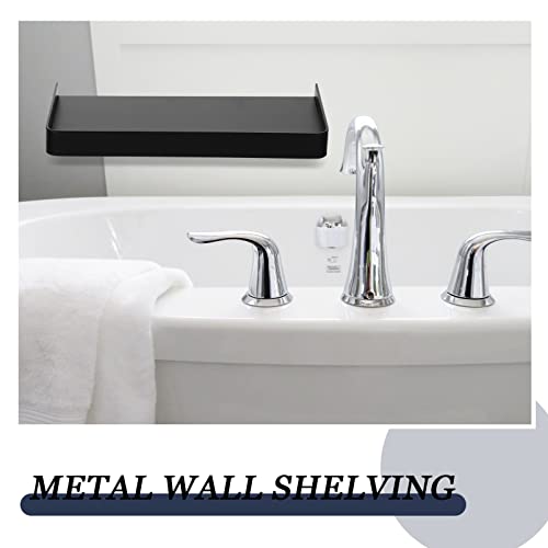 Zerodeko Phone Stand Black Floating Shelves Bathroom Organizer Wall Mounted Bathroom Small Wall Shelves Phone Shelf Makeup Organizer Space Bathroom Shower Shelves Small Shelf